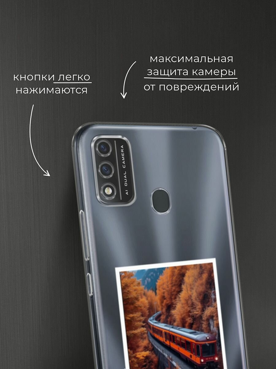Силиконовый чехол на Itel A48 / Ител А48 с принтом Дорога в осень — фото 1