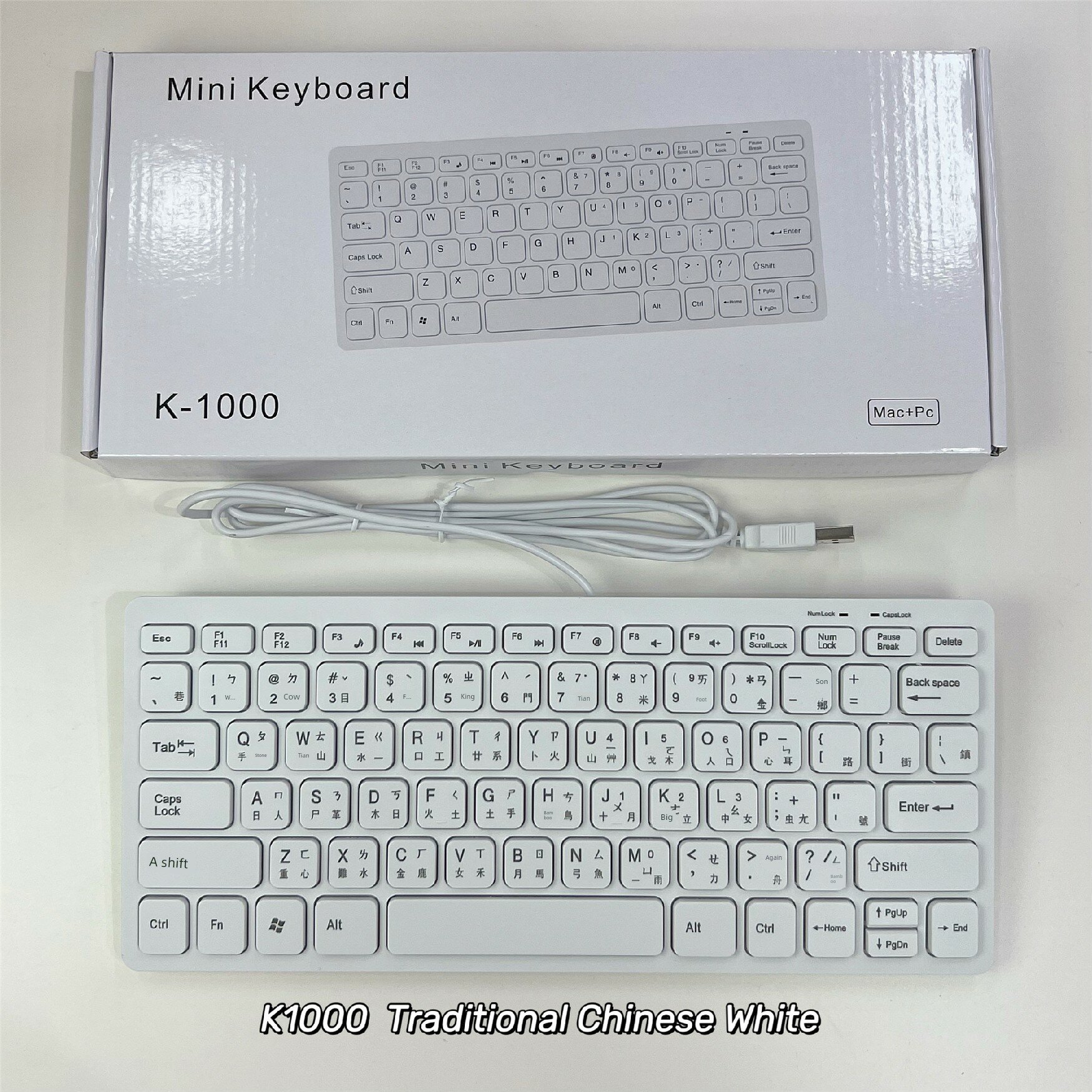 K1000 USB проводная клавиатура с традиционным китайским вводом Цзянь, белый цвет для настольного и ноутбуков
