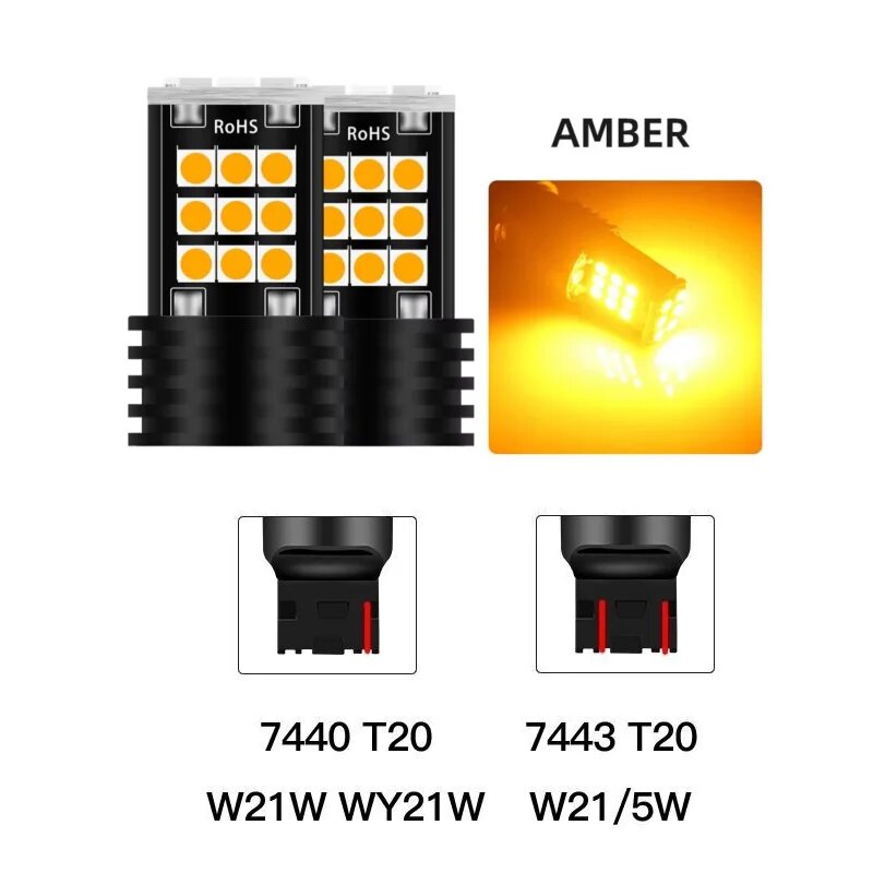 2 шт. T20 7443 7440 3030 24SMD светодиодный лампы автомобильные лампы стоп Amber, 7443 W21/5W T20