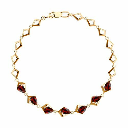Браслет, красное золото, 585 проба, гранат