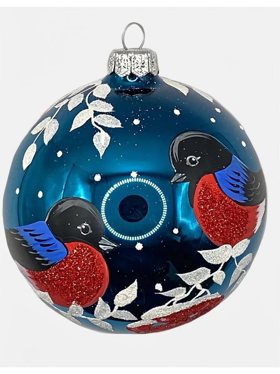 Елочный шар "Снегирь на ветке"