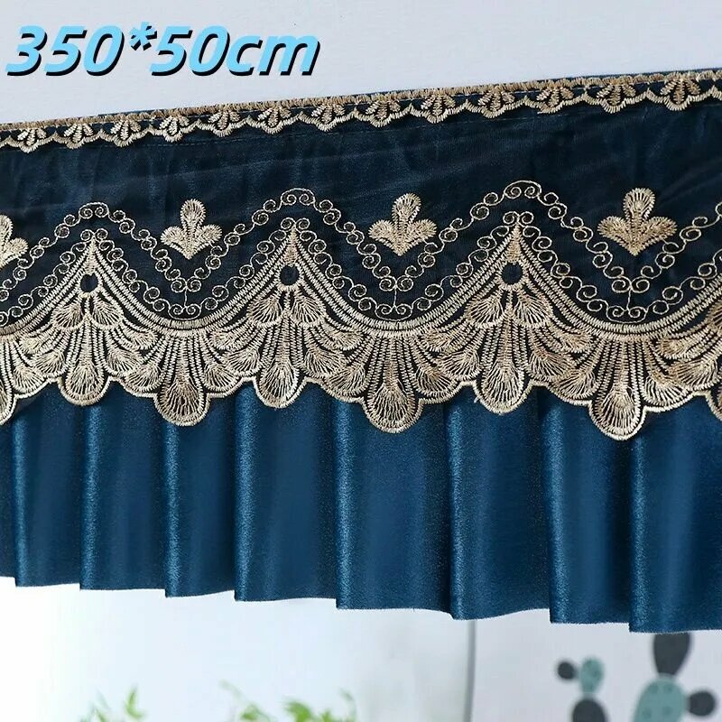 Ламбрекен для штор самоклеящийся, без сверления, короткий, тканевый с кружевом, в европейском стиле