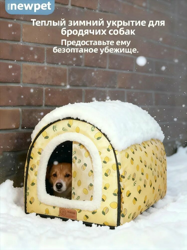 Уличный дом для собак: Зимний утепленный домик с съемной дверью для крупных пород и бездомных животных