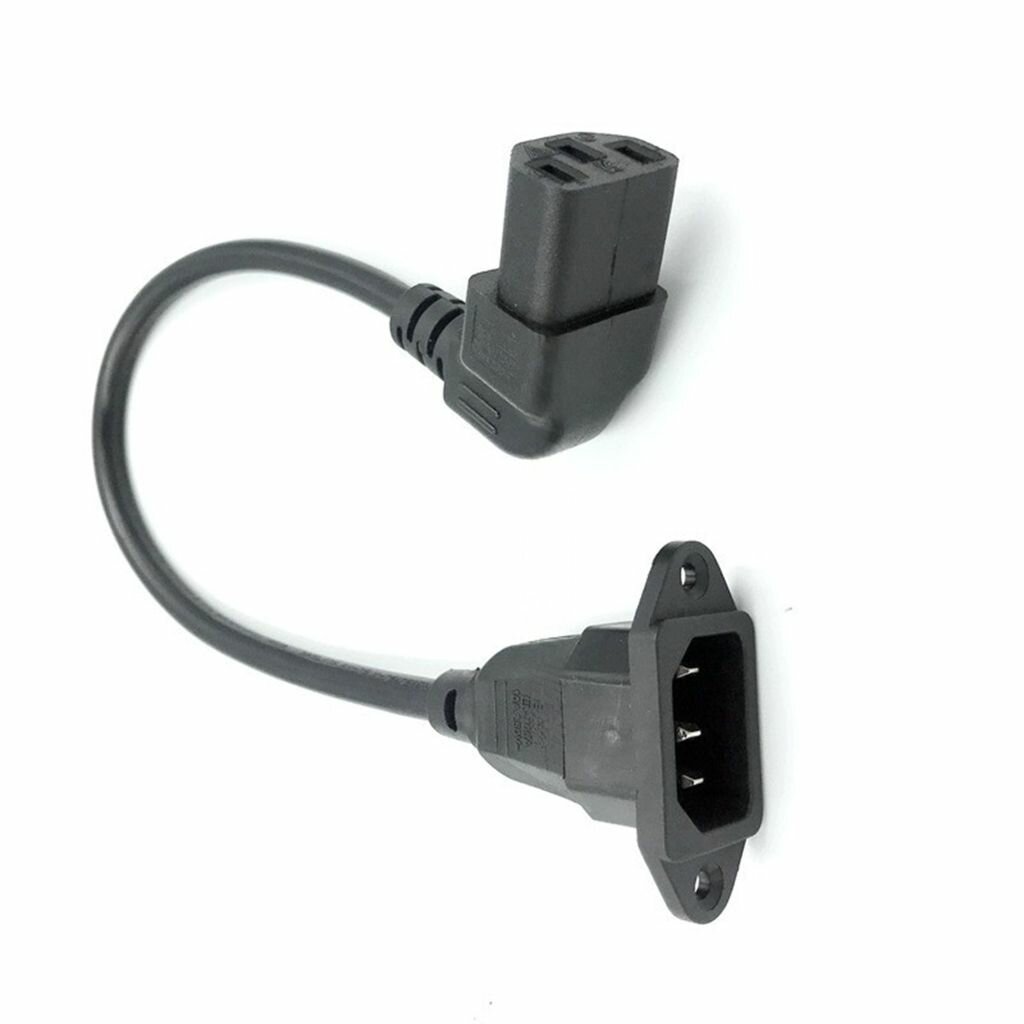 Кабель-переходник, Кабель питания с ушками C14 к угловой вилке C13 20 см