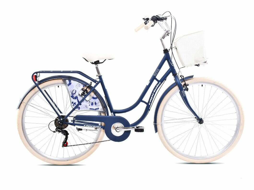 Велосипед CAPRIOLO CITY BIANKA (1 X 6), рама сталь 18', колёса 28' (сапфирово-синий (матовый) - белый)