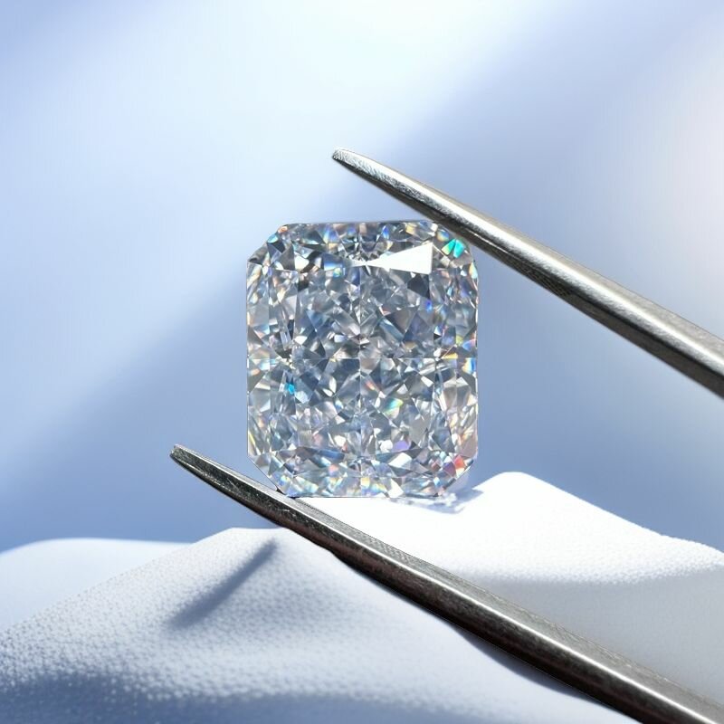 Циркон белый прямоугольный ледяной цветок огранка 8х10мм