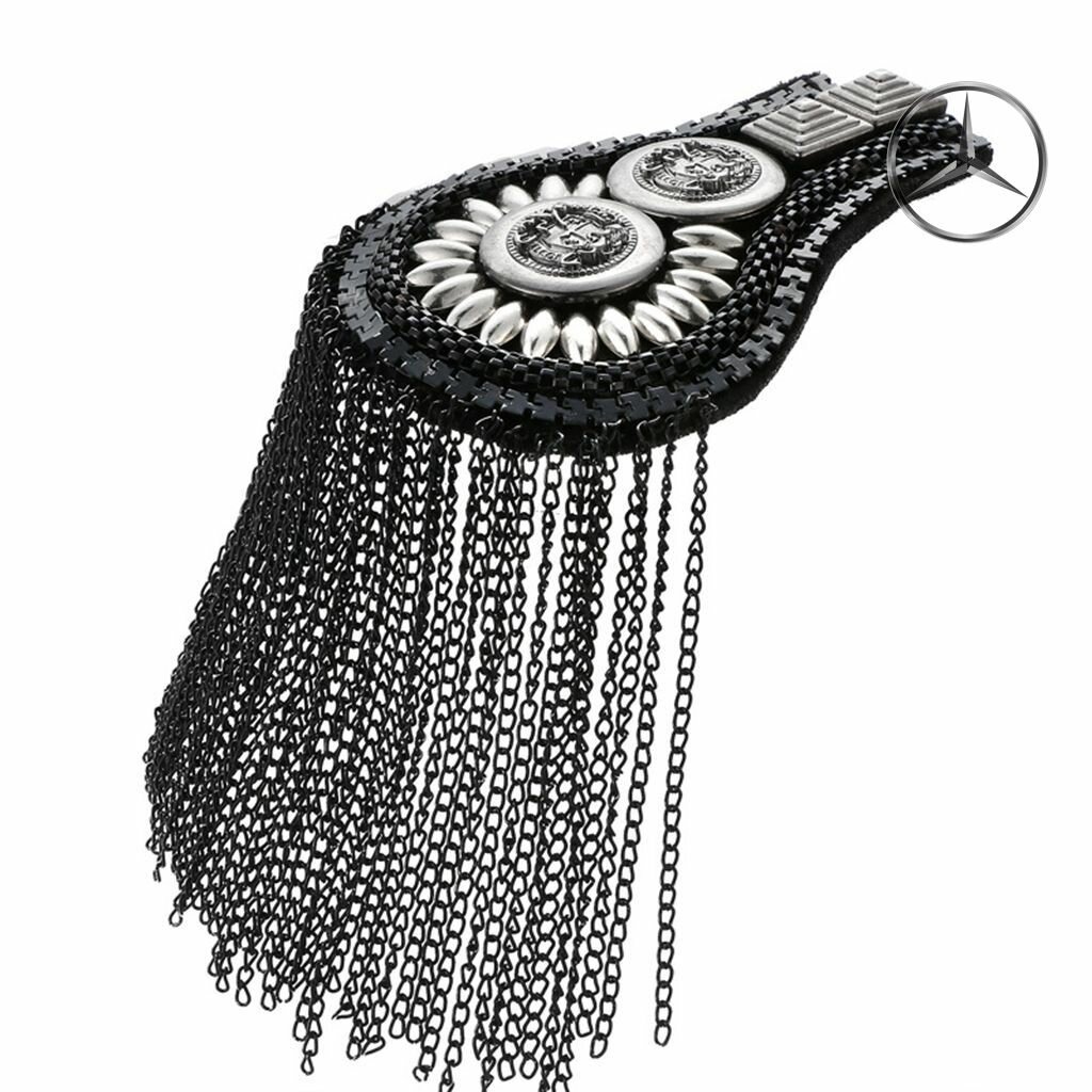 Эполеты ручной работы с металлическими кисточками для европейских и американских подиумов-черный