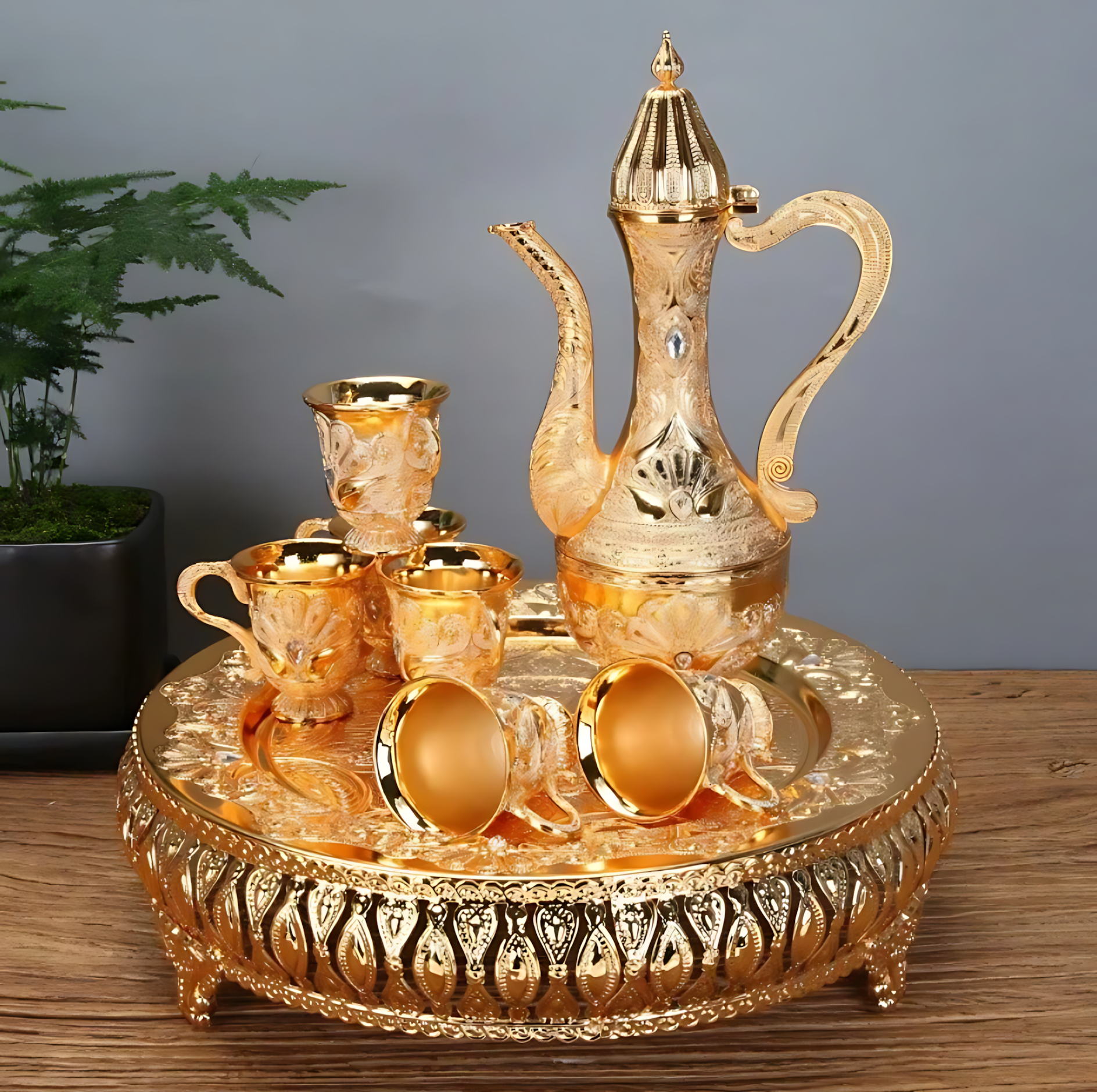 Русский антикварный набор для водки: фляга + рюмки | Винтажный свадебный подарок