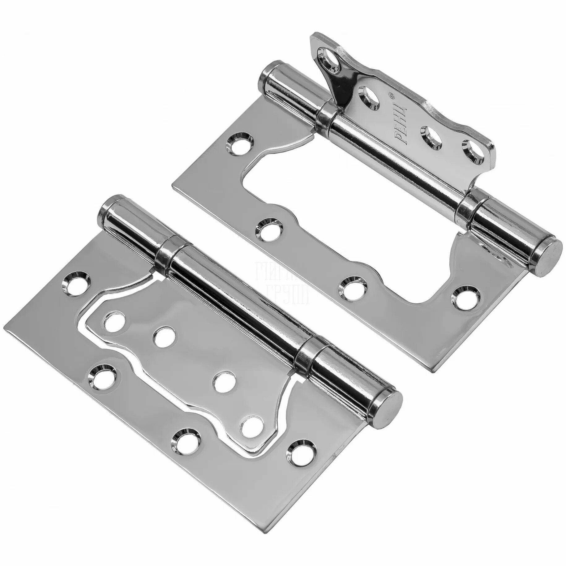 Петля стальная Renz (Ренц) 100x75x25 2 подшипника б/колп. IN100-2BB FH без врезки хром блестящий (без врезки)