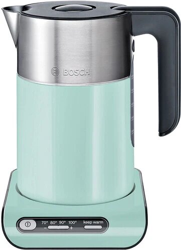 Чайник электрический Bosch TWK8612P 1.5л. 2400Вт серебристый/фисташковый (корпус: нержавеющая сталь/
