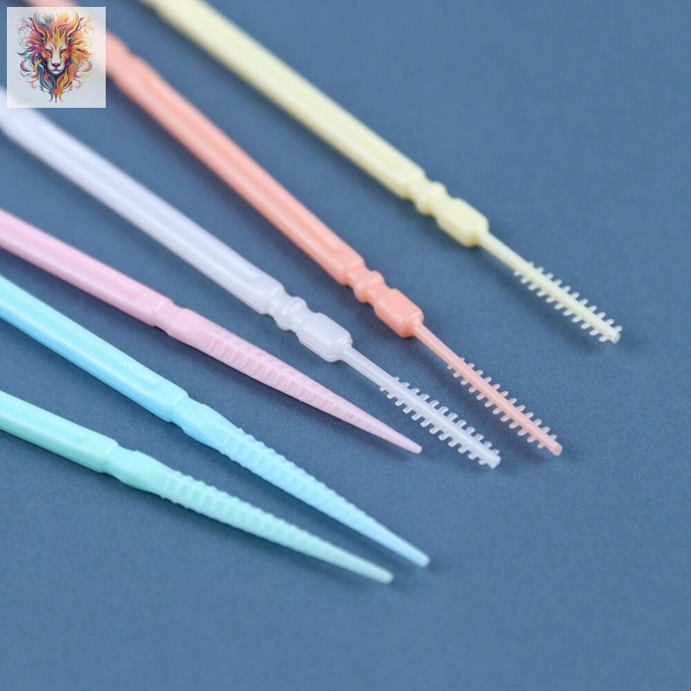 Зубочистки пластиковые с ершиком, щеточка для чистки брекетов, межзубные ершики,100шт