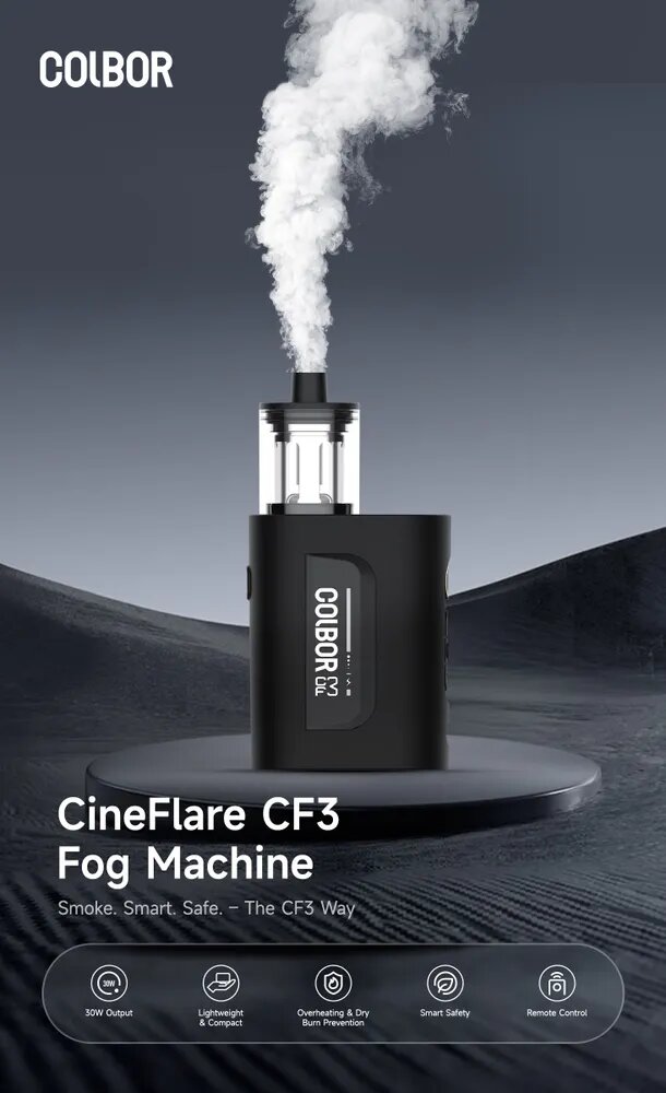 COLBOR CF3 30W Портативный ручной генератор дыма для сухого льда, эффект дыма для студии, коротких видеосъемок и сцен