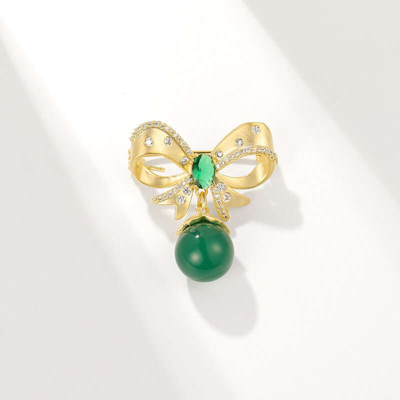 2026 Xiliang Конкубинская французская ретро брошь с бантом, матовое золото, дворцовый стиль, капля воды, пресноводный жемчуг, циркониевая брошь