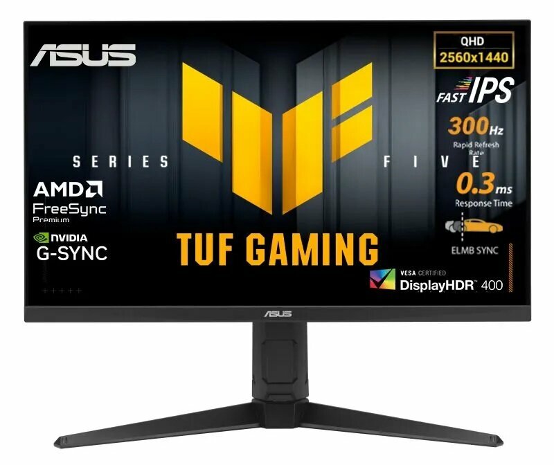 ASUS 27" Монитор TUF GAMING VG27AQML5A/Встроенный динамик/2K/Fast IPS/300Hz/1ms(GTG), 0.3ms(min.)/HDR400/Type-C, хаки, черный матовый