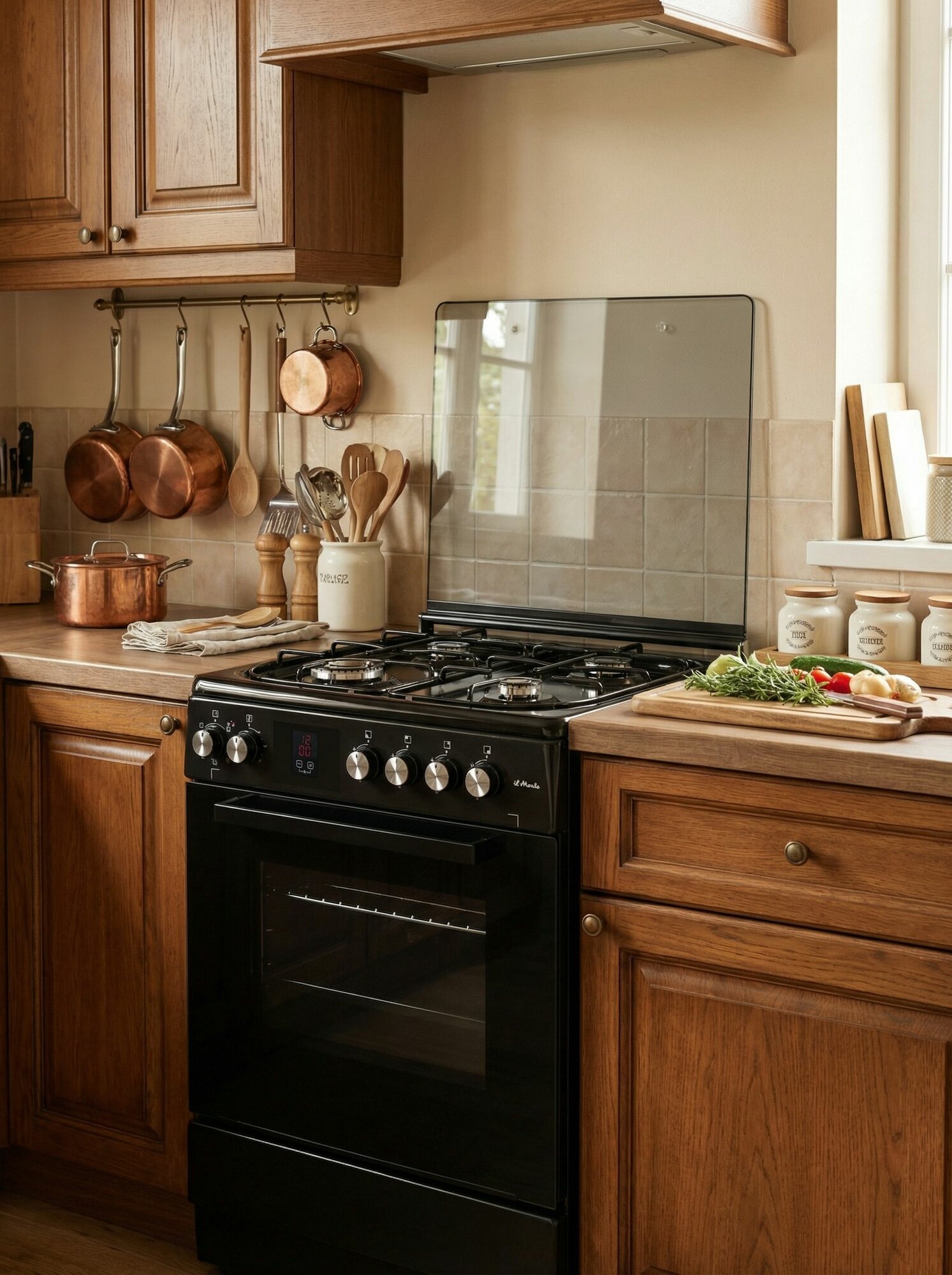 Газовая плита, 60 см, Газ-контроль; Электрическая духовка, 50-300 С, Конвекция, Разморозка, il Monte FO-GE6031