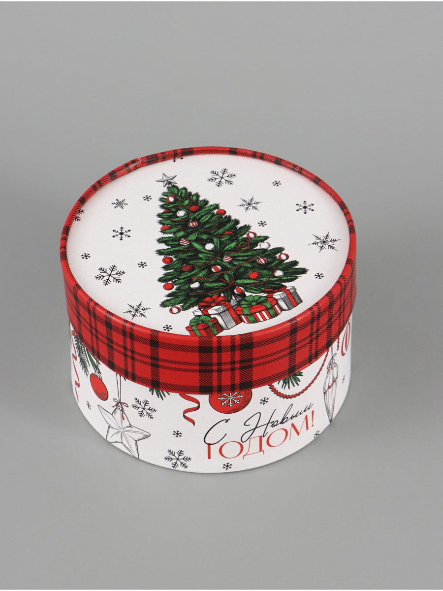 Коробка подарочная "Елочка", 13x8.5 см, форма: круглая, тематика праздника: новый год