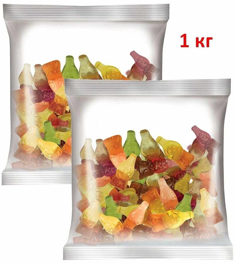 Жевательный мармелад КрутФрут Бутылочки двойными вкусами KDV (КДВ), 2 пачки по 500 г