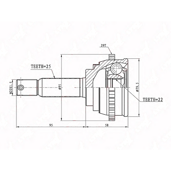 LYNXAUTO CO-3604A (0410004 / 1210001A29 / 1501633SX) к-кт шруса наружного\ Accent (Акцент) i
