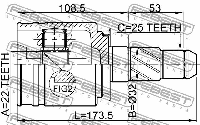 Ремкомплект шруса NISSAN INFINITI FX45/35 02-08, 0211FX35RH FEBEST 0211-FX35RH