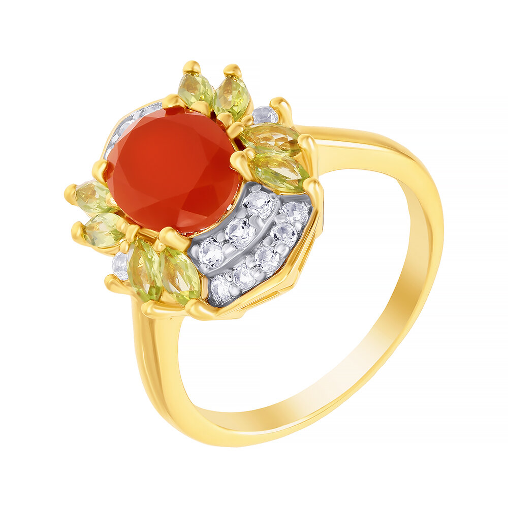 Кольцо, серебро, 925 проба, сердолик
