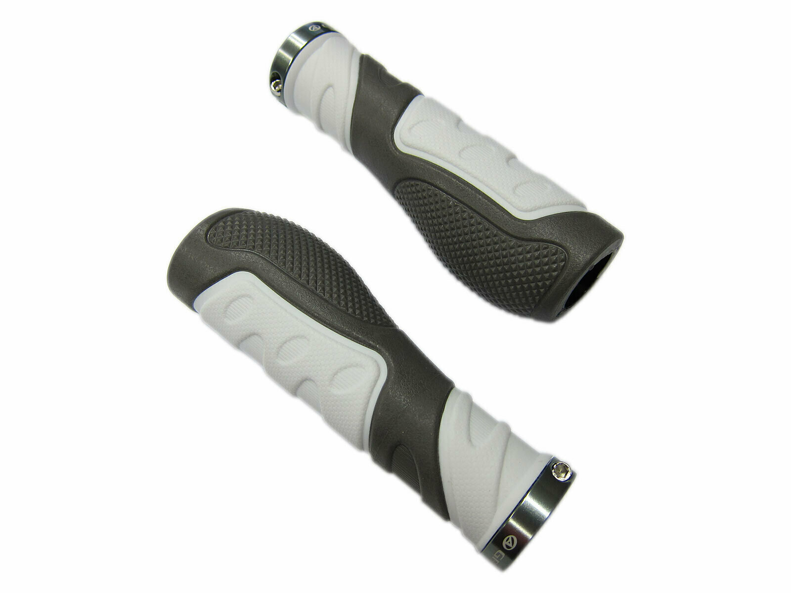 Грипсы велосипедные ручки на руль AGR Griplock Ergo R20 130мм резиновые эргономичные 2-х компонентные с фиксатором черно-белые AUTHOR