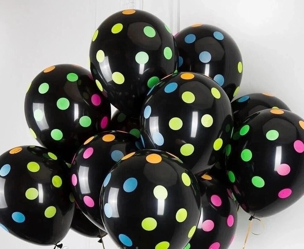 Шар Круглый в цветной горошек набор 10шт