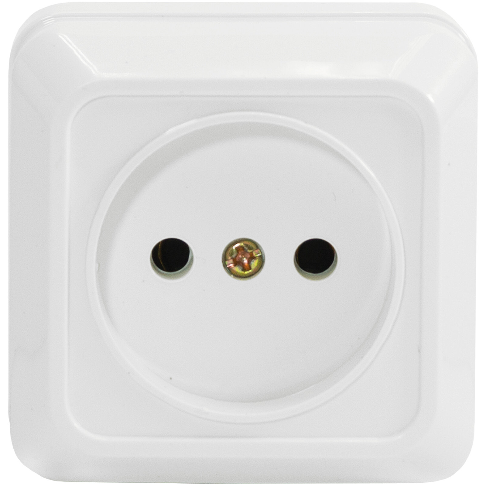 Розетка одинарная без заземления Jilion, цвет белый, открытый тип установки