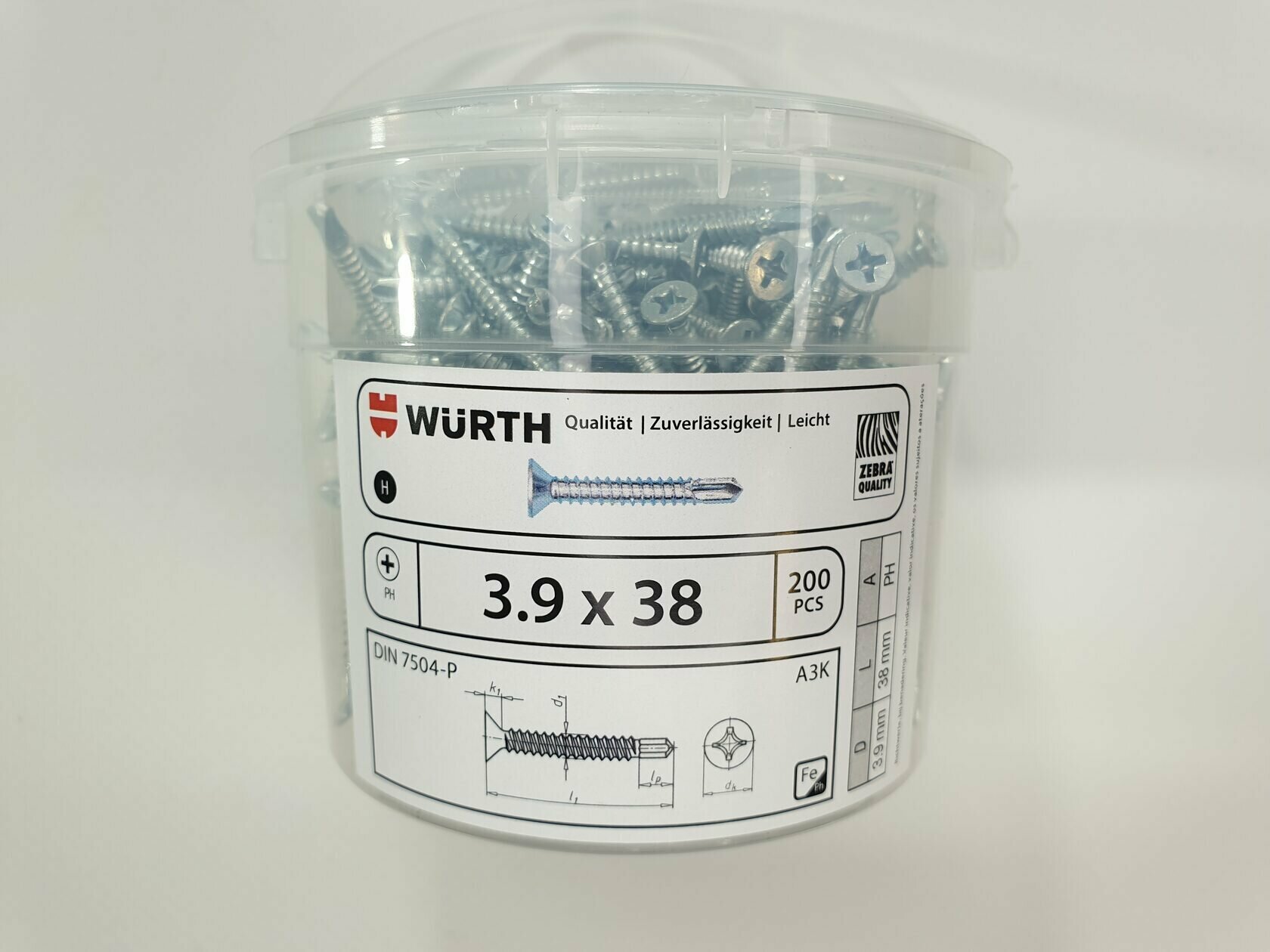 Саморез DIN 7504-P 3.9x38 (200 pcs) WURTH, Германия