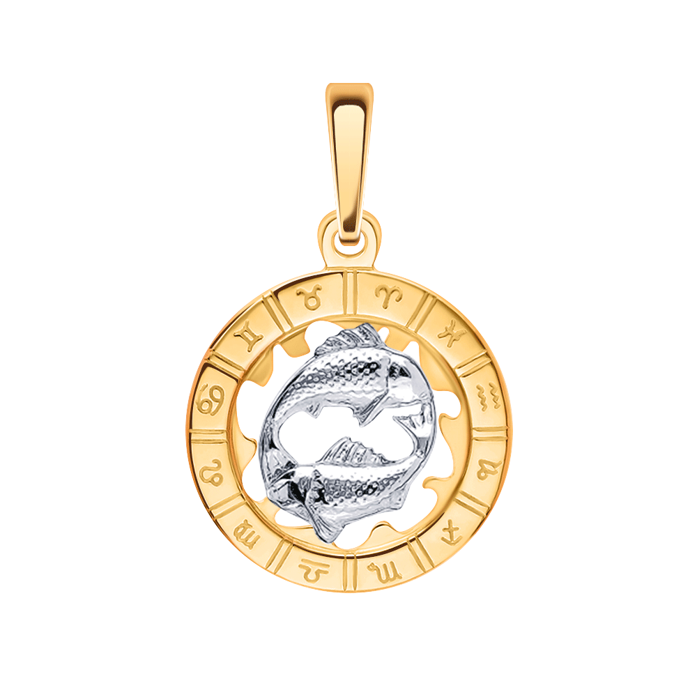 Подвеска, комбинированное золото, 585 проба