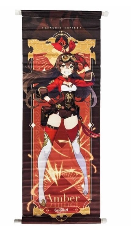 Плакат (постер) на аниме игру Genshin Impact / Amber + стикер в подарок