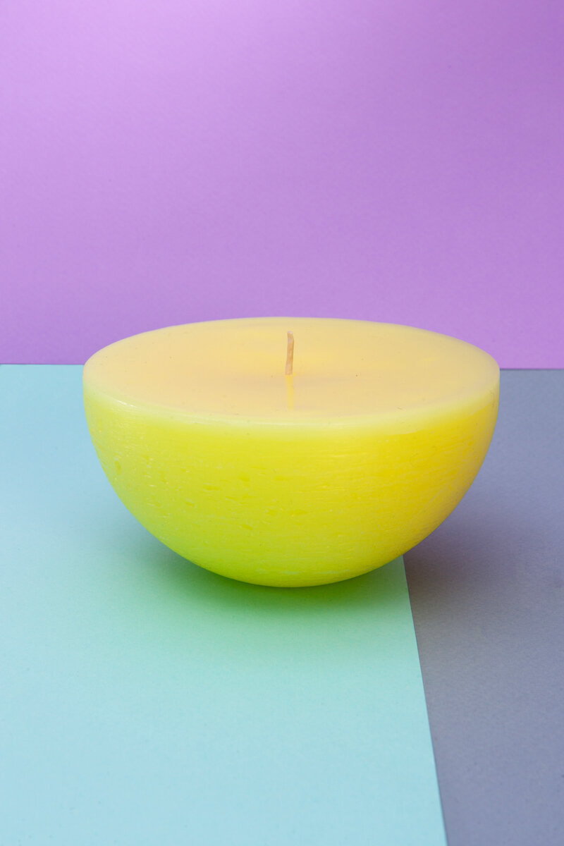 Свеча "Лимонное счастье", 1 шт, полусфера, 1 фитиль, 12*6см, желтый.
