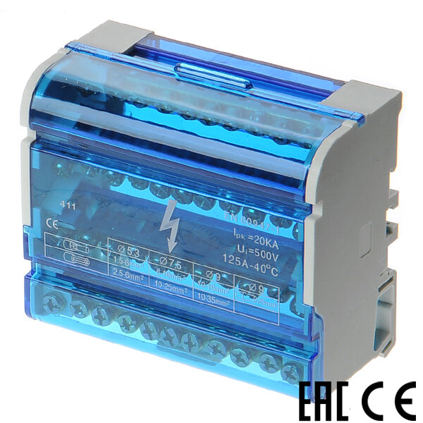 Блок шин JH8411 4 полюса 125А 4 шины 11 присоединений