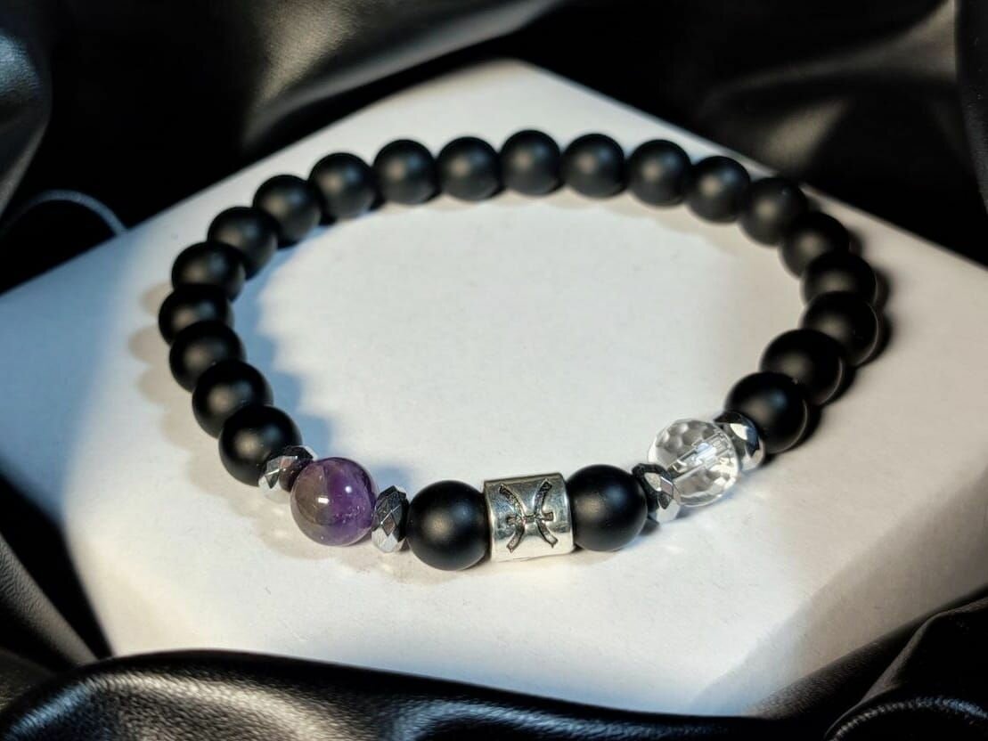 Браслет HRUSTALEK, аметист, горный хрусталь