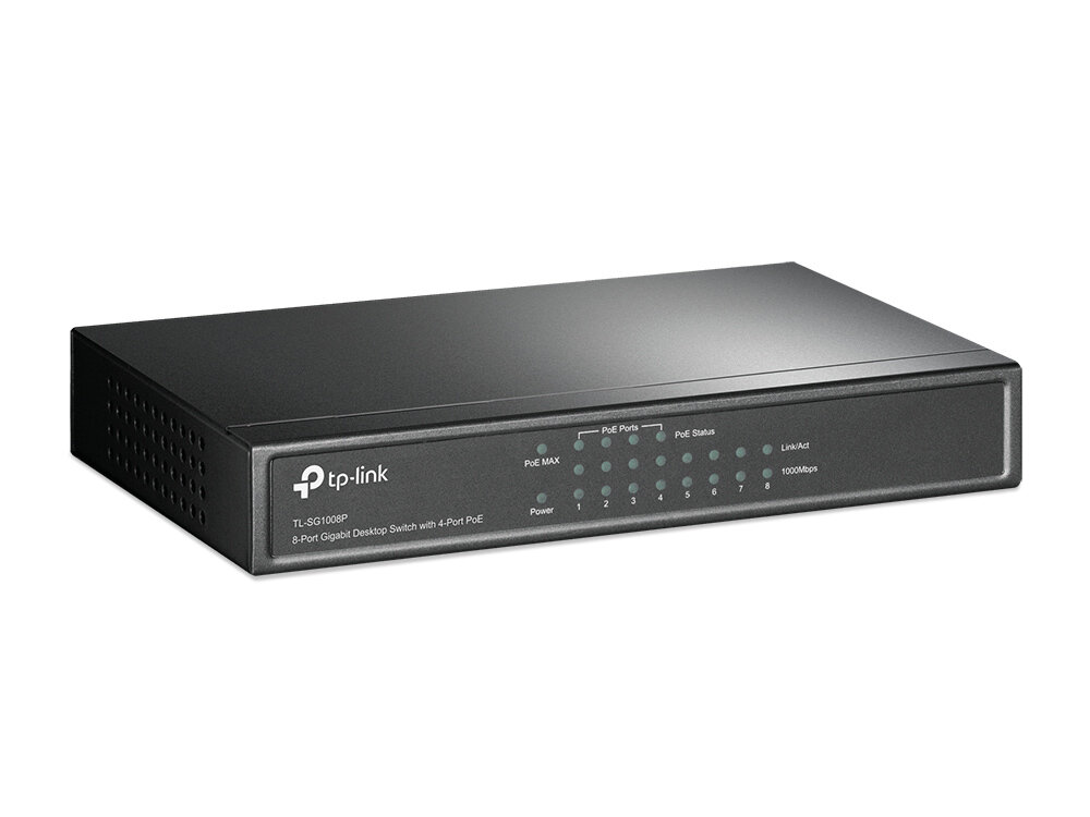 Коммутатор 8 гигабитных портов из них 4 PoE с бюджетом 64Вт SG1008P