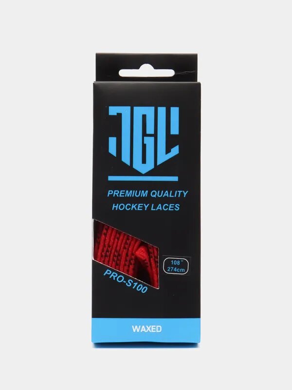 7GL PRO-S100 Шнурки хоккейные с пропиткой Hockey Waxed (Красный 183см)