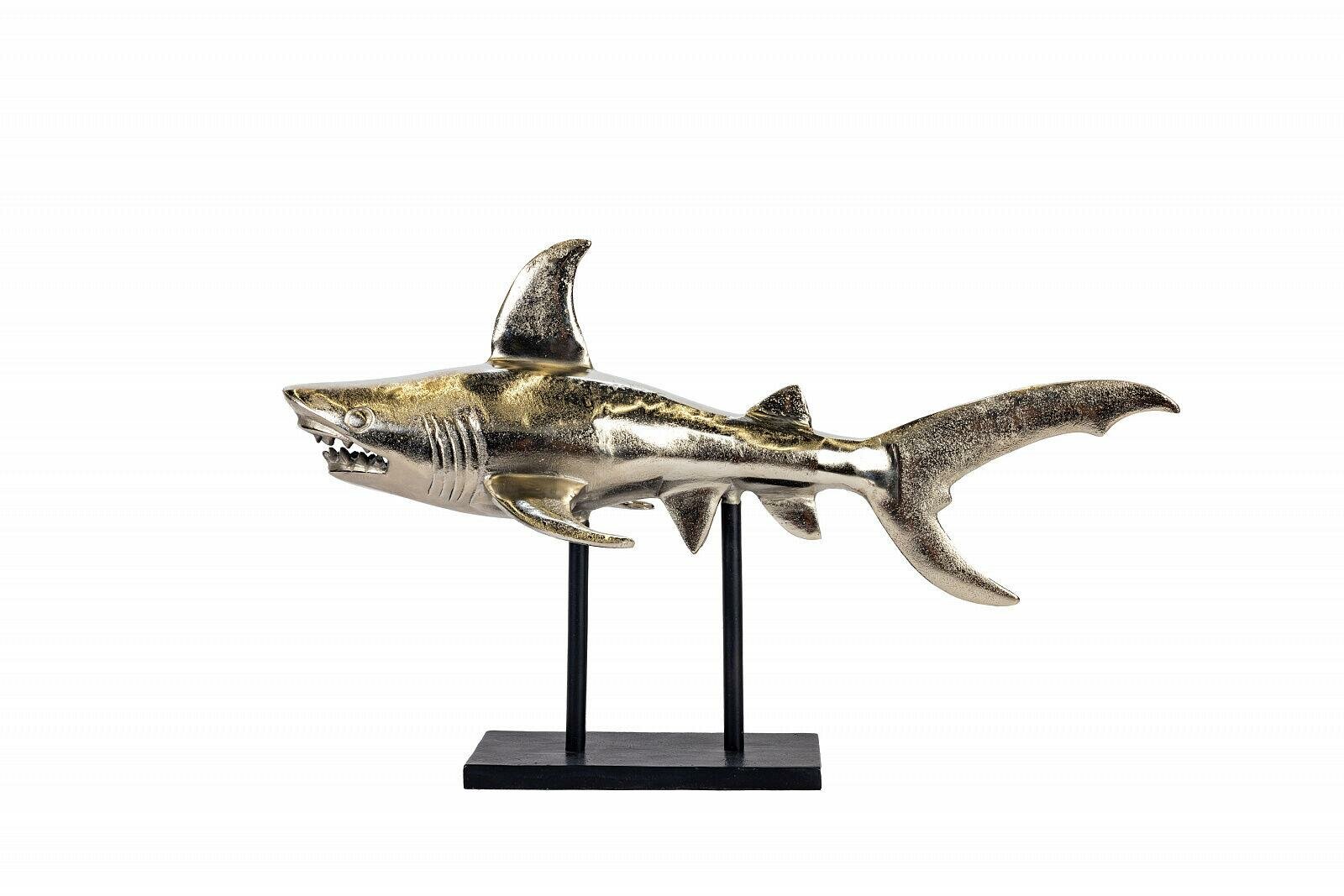 Статуэтка "Shark", дерево, дизайнерская, серебристо-черная, металлическая