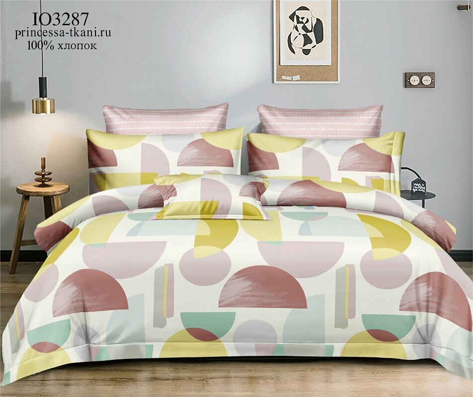 Постельное белье Поплин 1072 IO3287 2-х спальный простыня на резинке 160*200*20