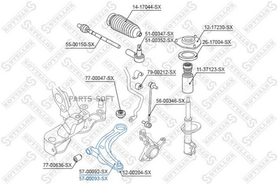STELLOX 5700093SX рычаг нижний правый!\ Mitsubishi Outlander 2.0/2.4 02>