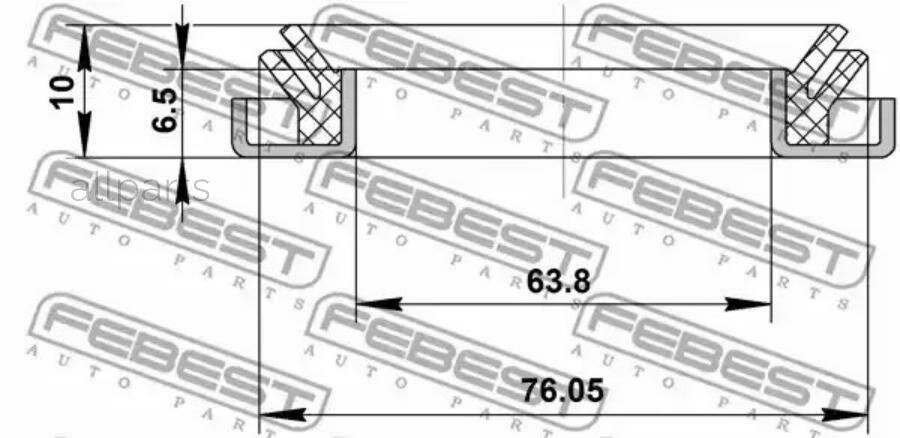 FEBEST 95DDY75640610X сальник ступичный передний 82.15X108.3X7X15.7