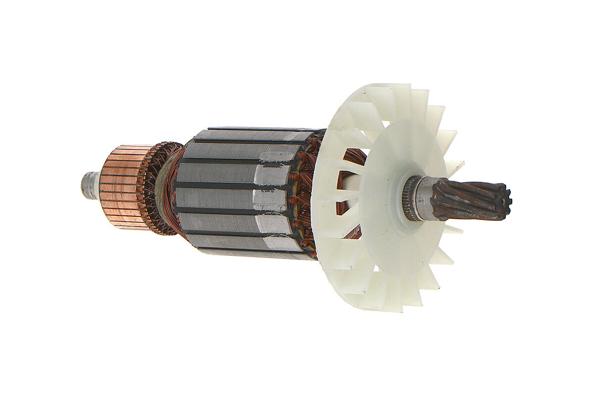Ротор (Якорь) (L-208 мм, D-53 мм, 9 зубов, наклон вправо) для молотка отбойного ИНТЕРСКОЛ М-25/1500 (s/n 530.****), M-30/2000В (s/n 138.****)