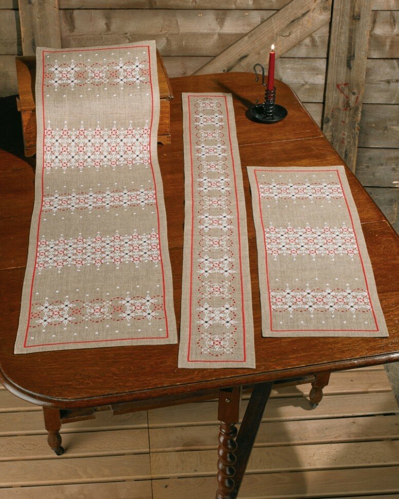 Набор для вышивания Permin #75-8644 Дорожка "Новогодние узоры", Счетный крест, 36 x 123 см