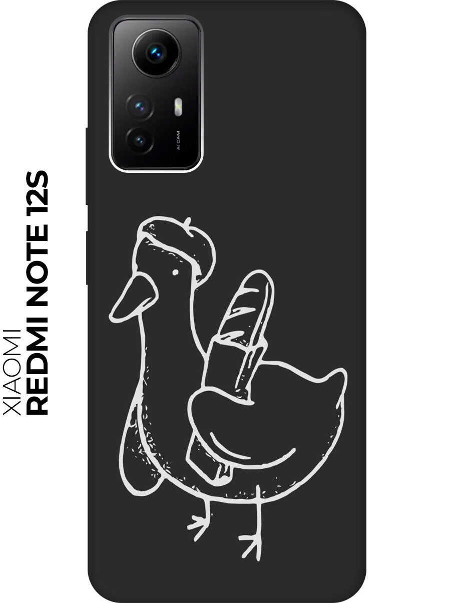 Силиконовый чехол на Xiaomi Redmi Note 12s / Сяоми Редми Ноут 12с с рисунком "French Goose W" Soft Touch черный