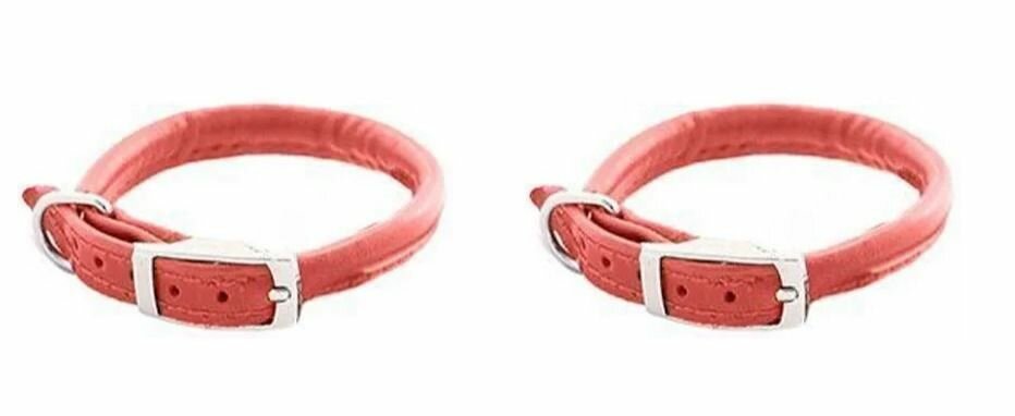 Дарэлл Ошейник кожаный красный Cord ZooM, круглый, 6 мм*30-34 см, 2 уп