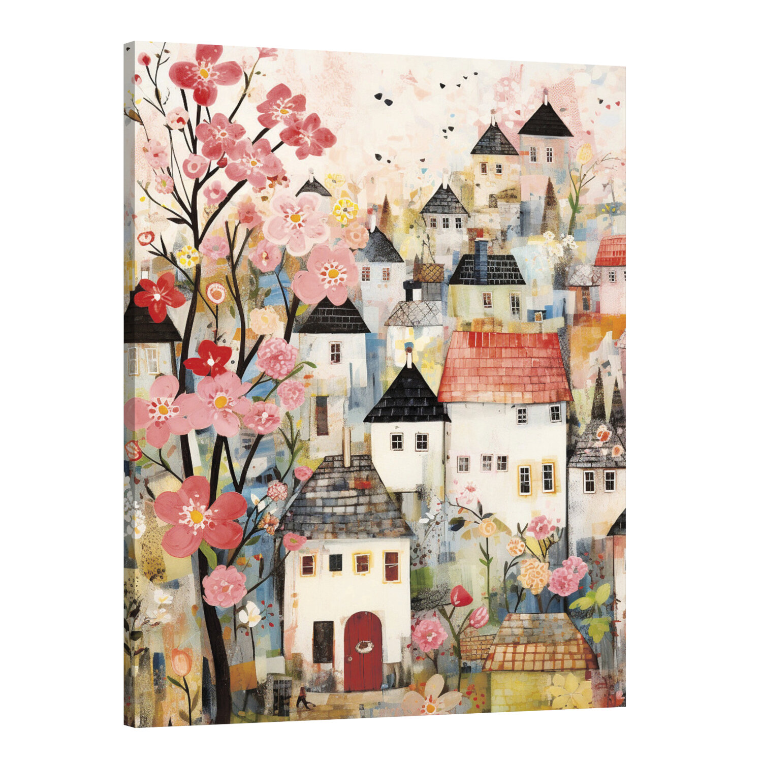 Интерьерная картина 50х70 "Деревня в весеннем настроении"