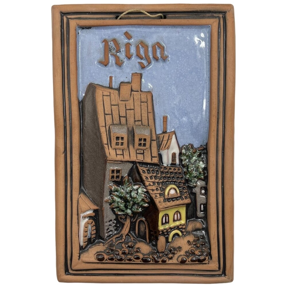 Панно декоративное "Рига", 15,5*10 см, 1975-1985 гг, авторская работа, керамика, 3D, Латвия, СССР