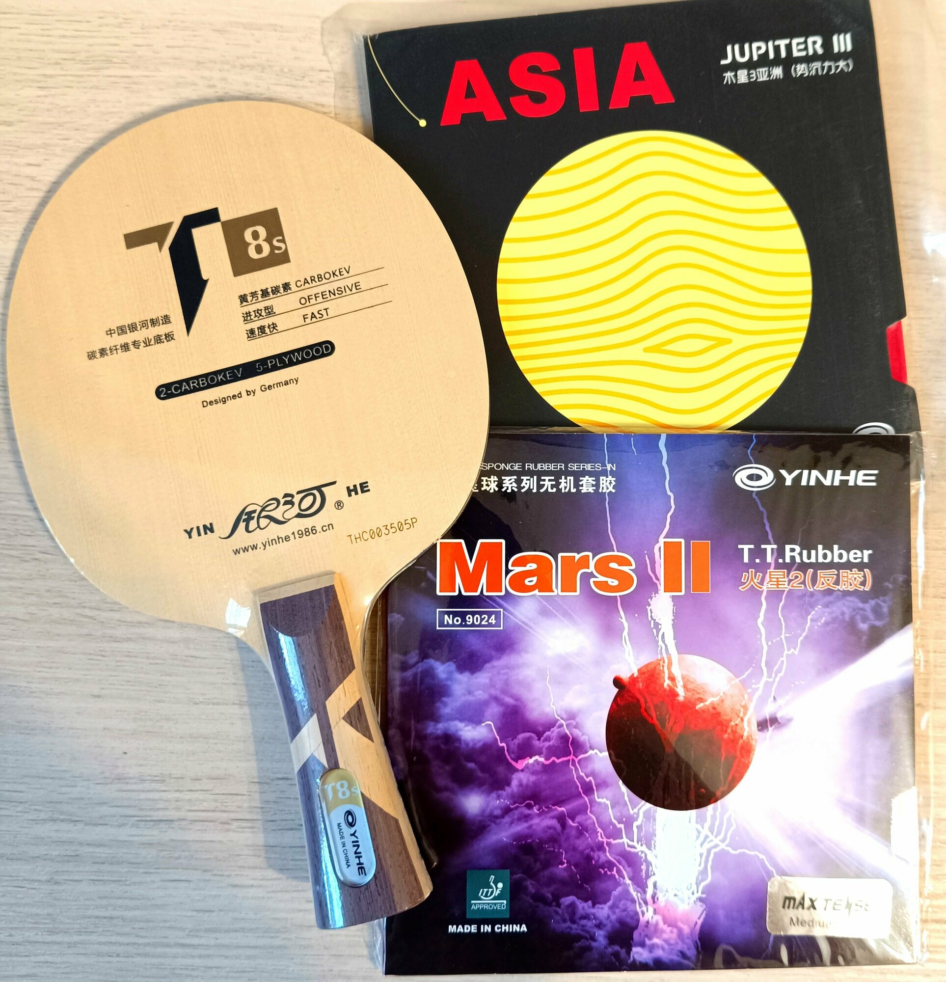 Ракетка ручная сборка! Yinhe T8S + Yinhe Jupiter 3 Asia + mars 2