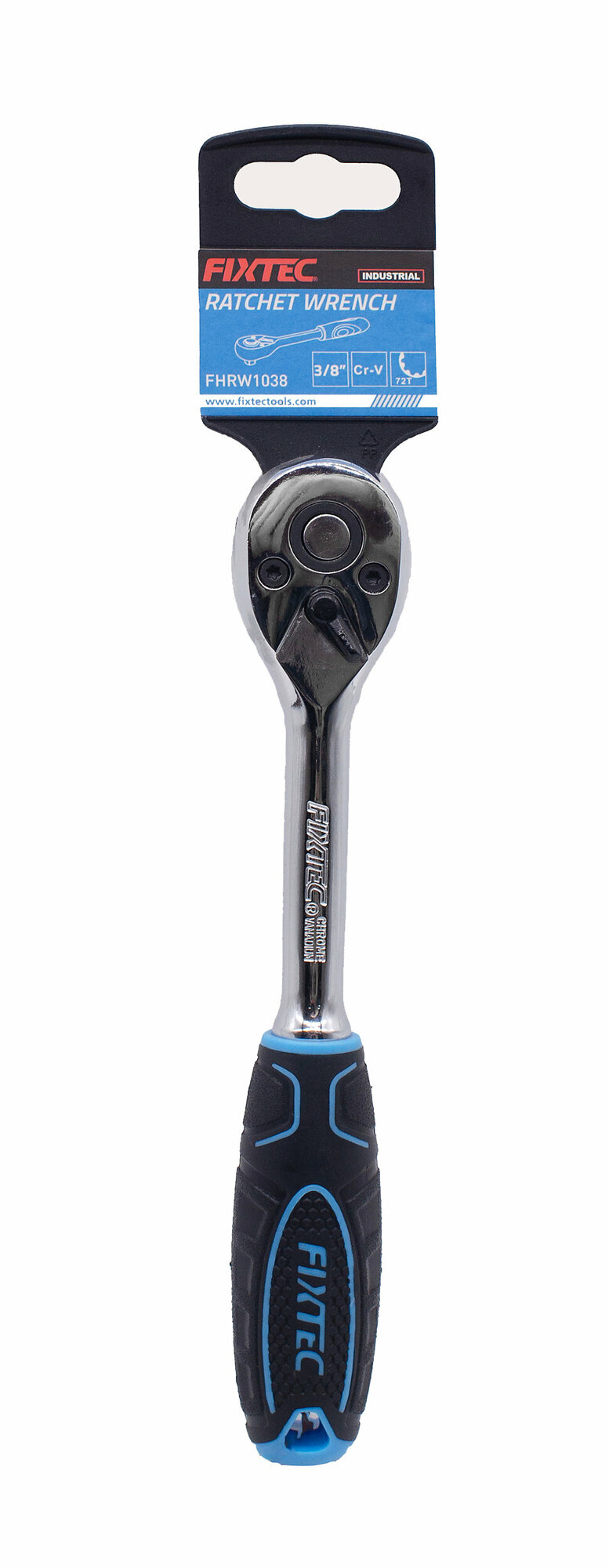 Вороток-трещотка Fixtec FHRW1038, 3/8", CrV сталь, 72 зубца, 17 см