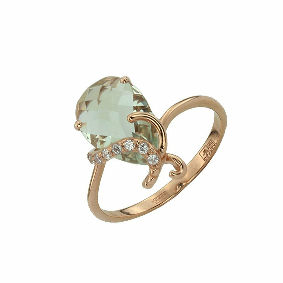 Кольцо, красное золото, 585 проба, аметист