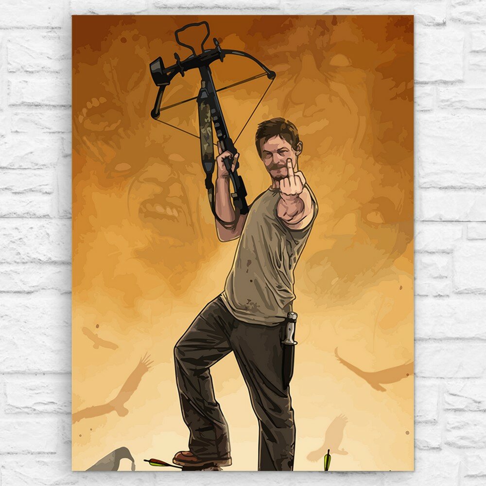 Картина по номерам на холсте сериал Walking Dead (Ходячие мертвецы, Дэрил) - 13660 В 60x80