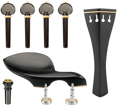 Viola accessory set Acura Meister Ultimo AS-ASGHT522 - Ultimo grade viola accessory set of ebony with boxwood trim. Heart pegs, Hill tailpiece, Guarneri chin rest with English mount and inSight end pin.